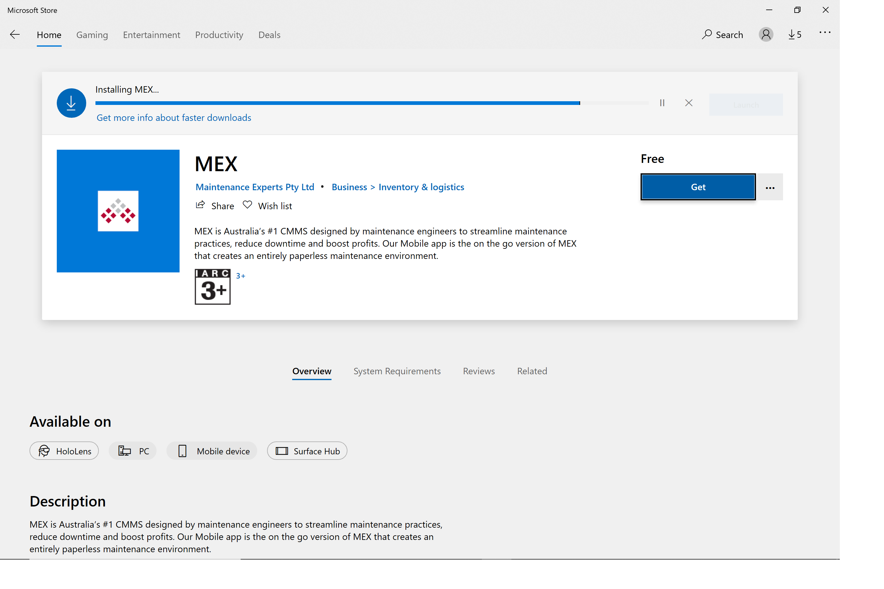 Downloading MEX App from the Microsoft Store – MEX